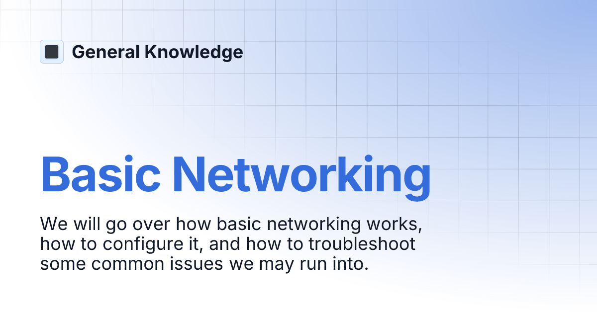 Basic Networking | General Knowledge