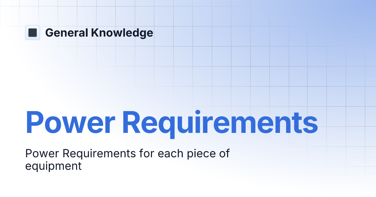 Power Requirements | General Knowledge